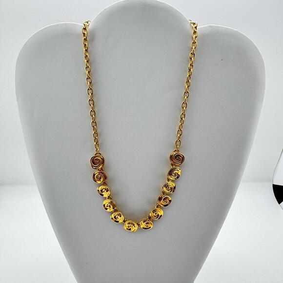 Jewelry | Vintage Pd Crown Goldtone Necklace Elegant Spiral Swirl ...